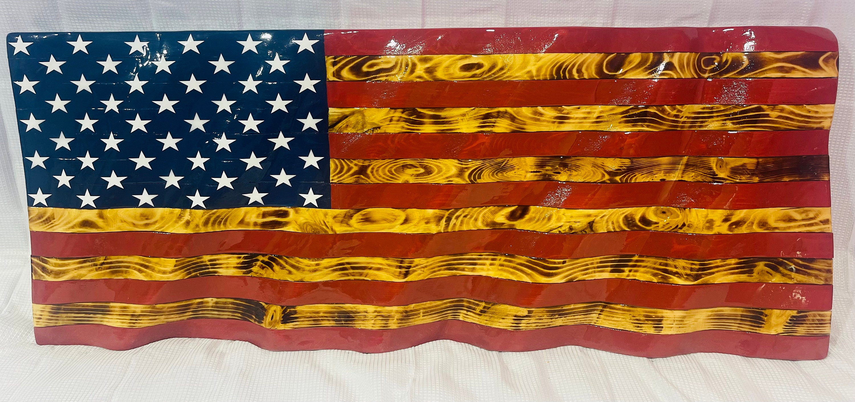 Waving American Flag/ Wooden Flag - Etsy