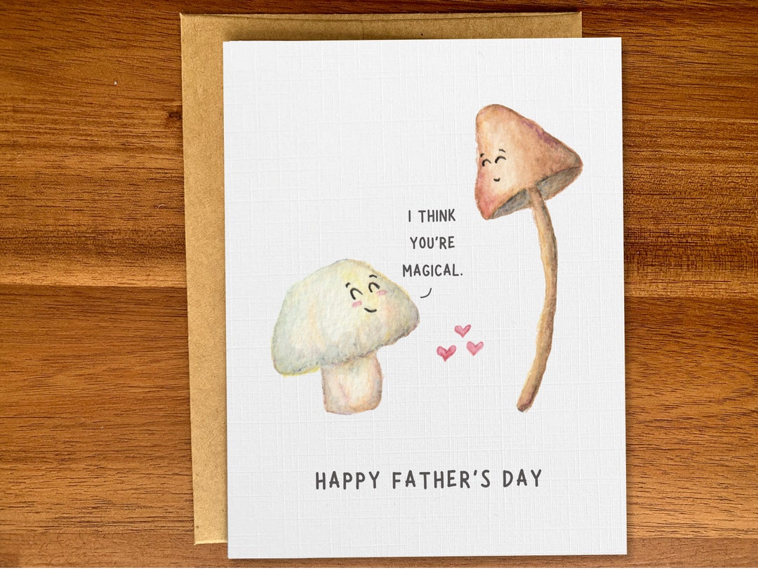 Cute Father's Day Card, Funny Card for Dad, Sweet Dad Mushroom With Kid ...