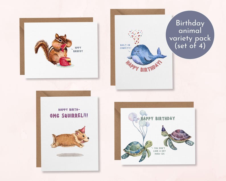 Cute Chipmunk Watercolor Birthday Card, Funny Happy Birthday Handmade ...