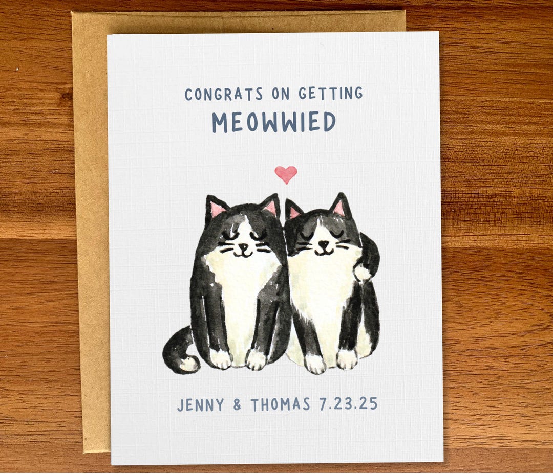 Personalized Tuxedo Cats Wedding Card, Congratulations Card for Cat ...