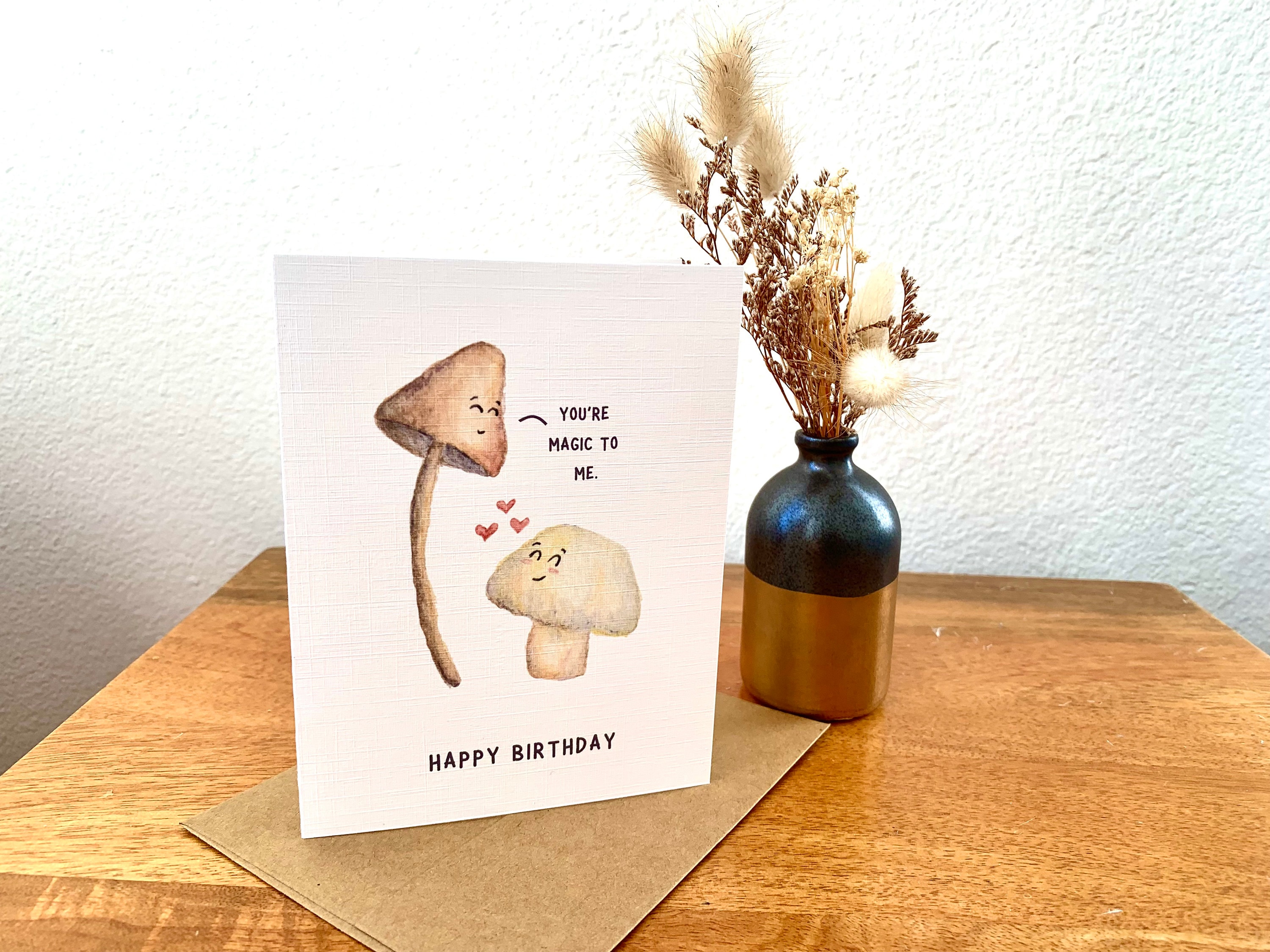 Funny Magic Mushroom Greeting Card, Cute Mushroom Handmade Birthday ...