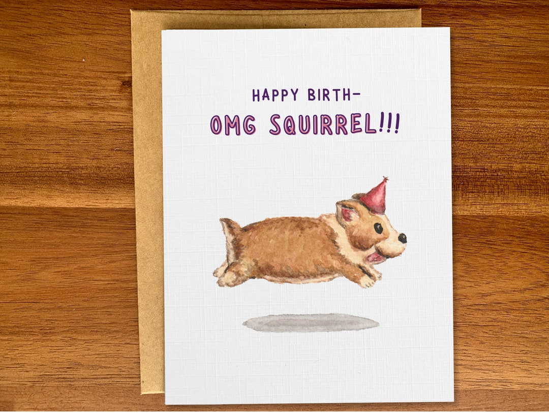 Cute Corgi Birthday Card, Handmade Watercolor Corgi Card, Illustrated ...