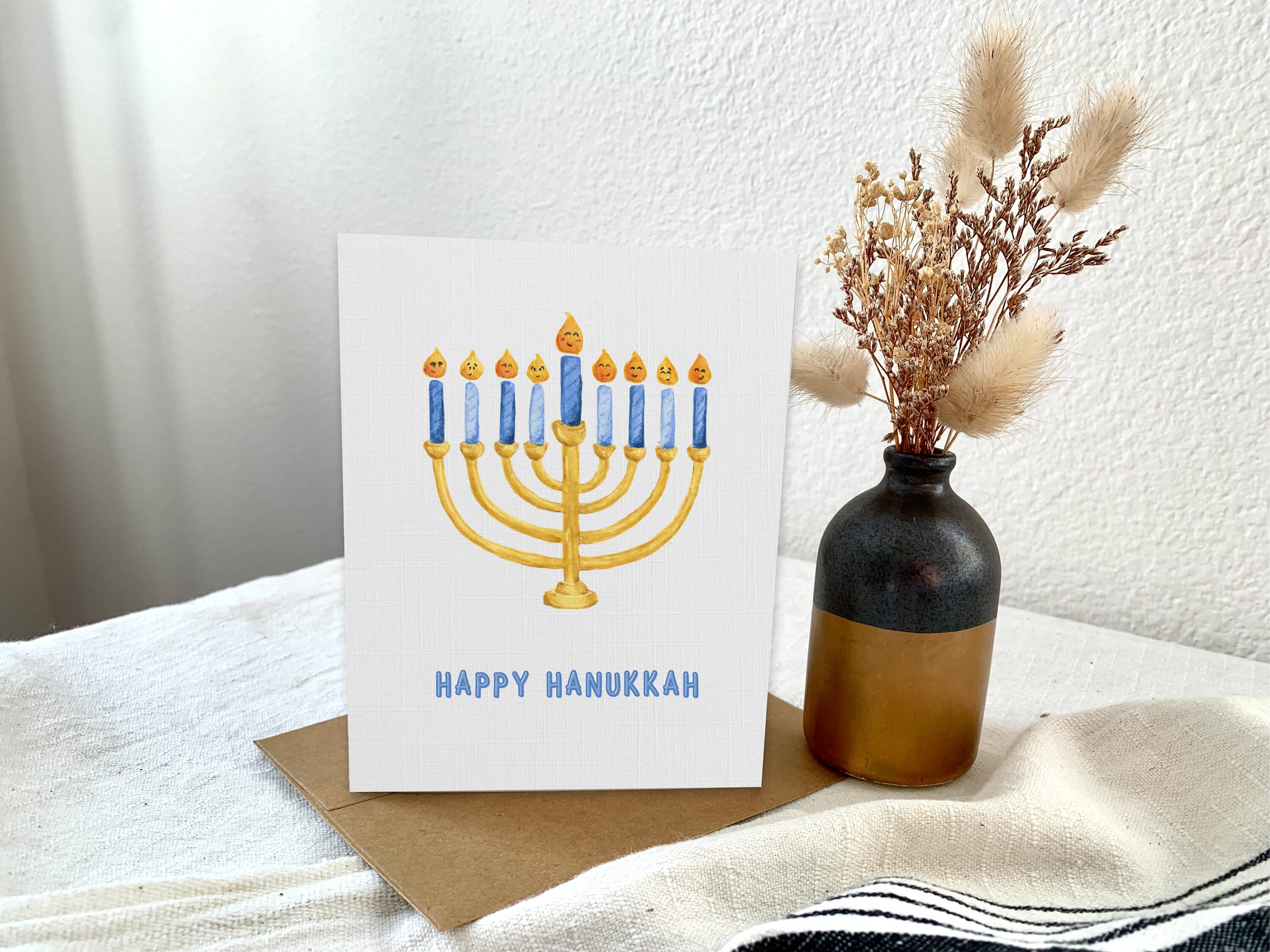Cute Handmade Happy Hanukkah Card, Menorah Candles Hanukkah Card ...