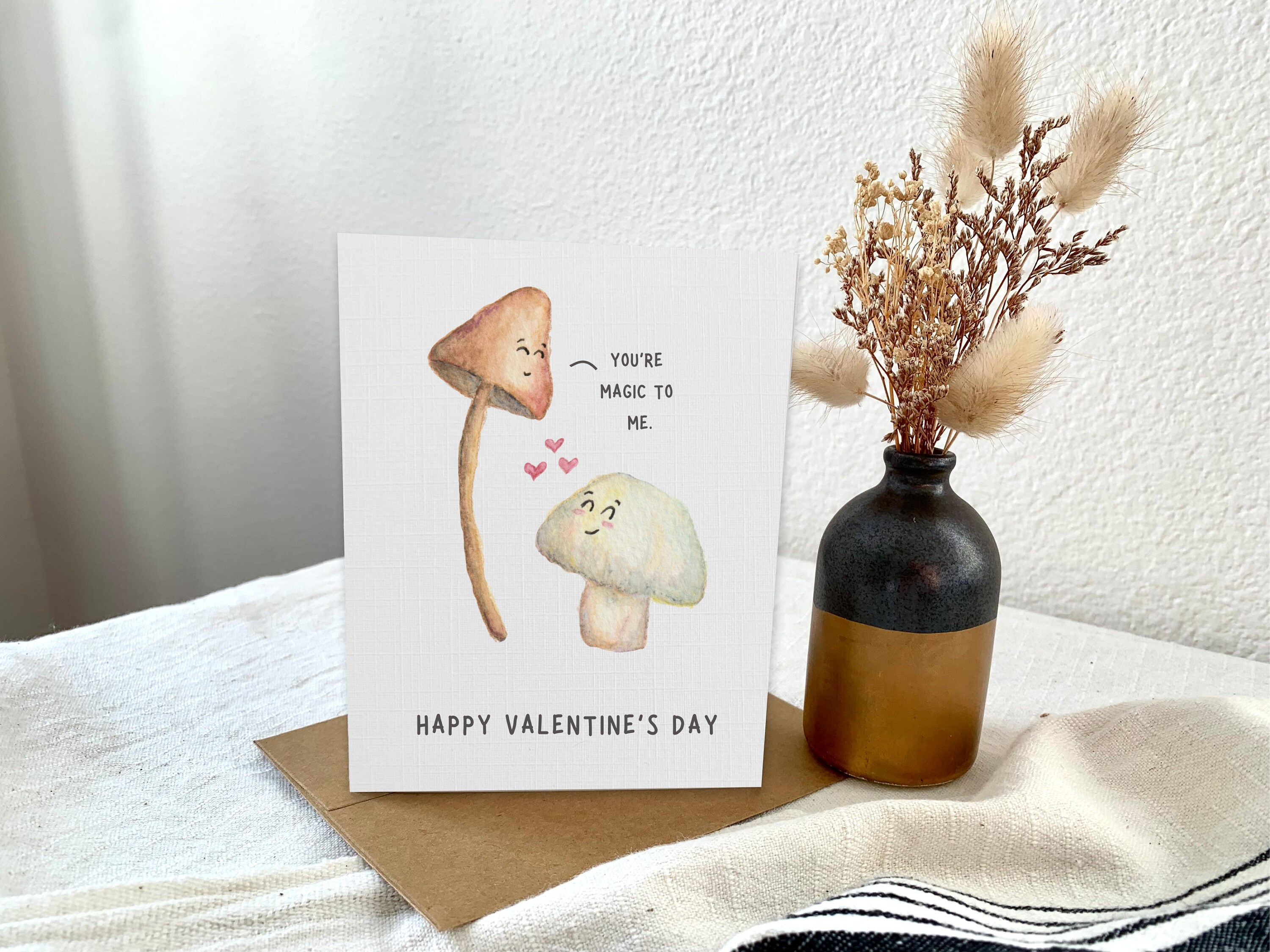Cute Mushroom Valentine's Day Card, Funny Magic Mushroom Greeting Card ...