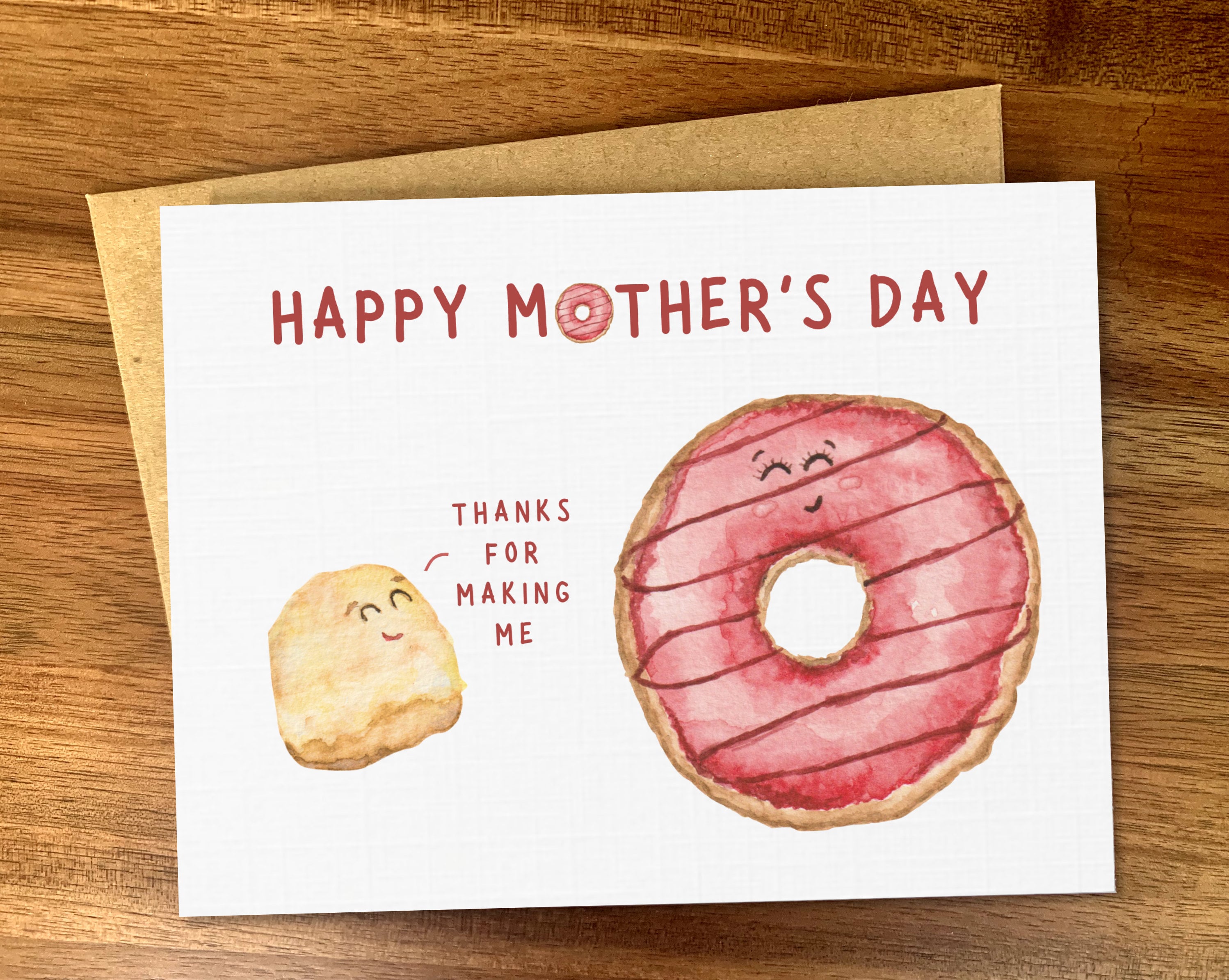 Cute Mother's Day Greeting Card, Funny Mother's Day Card, Sweet Donut ...