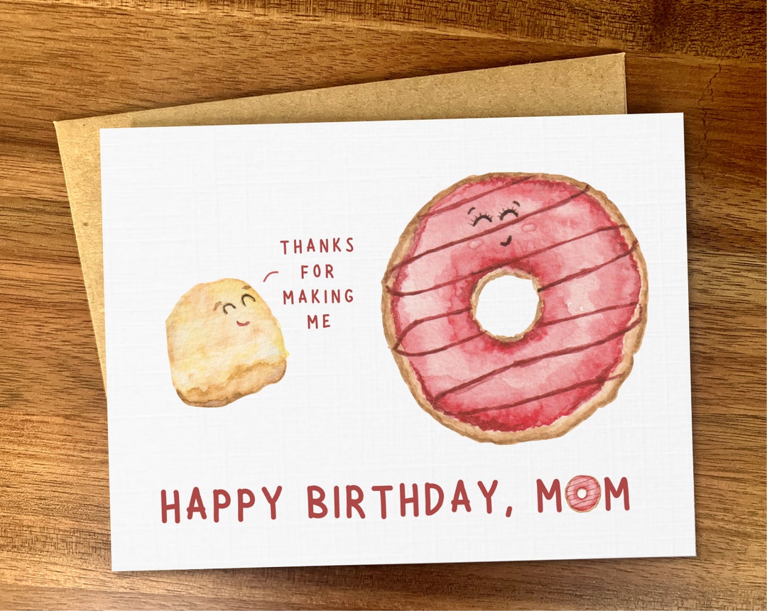 Cute Handmade Birthday Card for Mom, Sweet Happy Birthday Watercolor ...