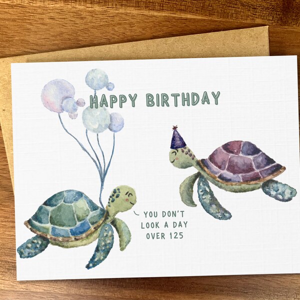 Turtle Birthday Card - Etsy