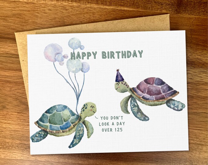 Turtle Birthday Card - Etsy
