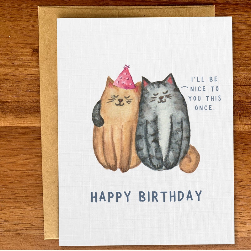 Birthday Card With Two Cats - Etsy