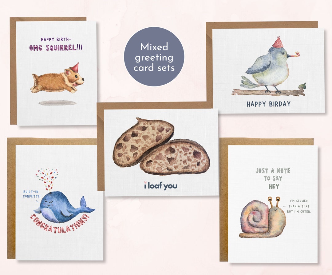 Mixed Handmade Greeting Card Set, Multi-occasion Variety Packs, 5-pack ...