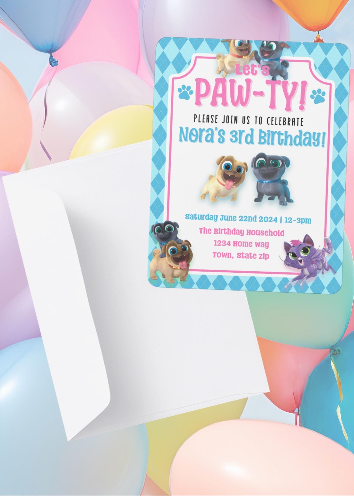 Let's Paw-ty! Birthday Party Invitation / Customizable - Personalized ...