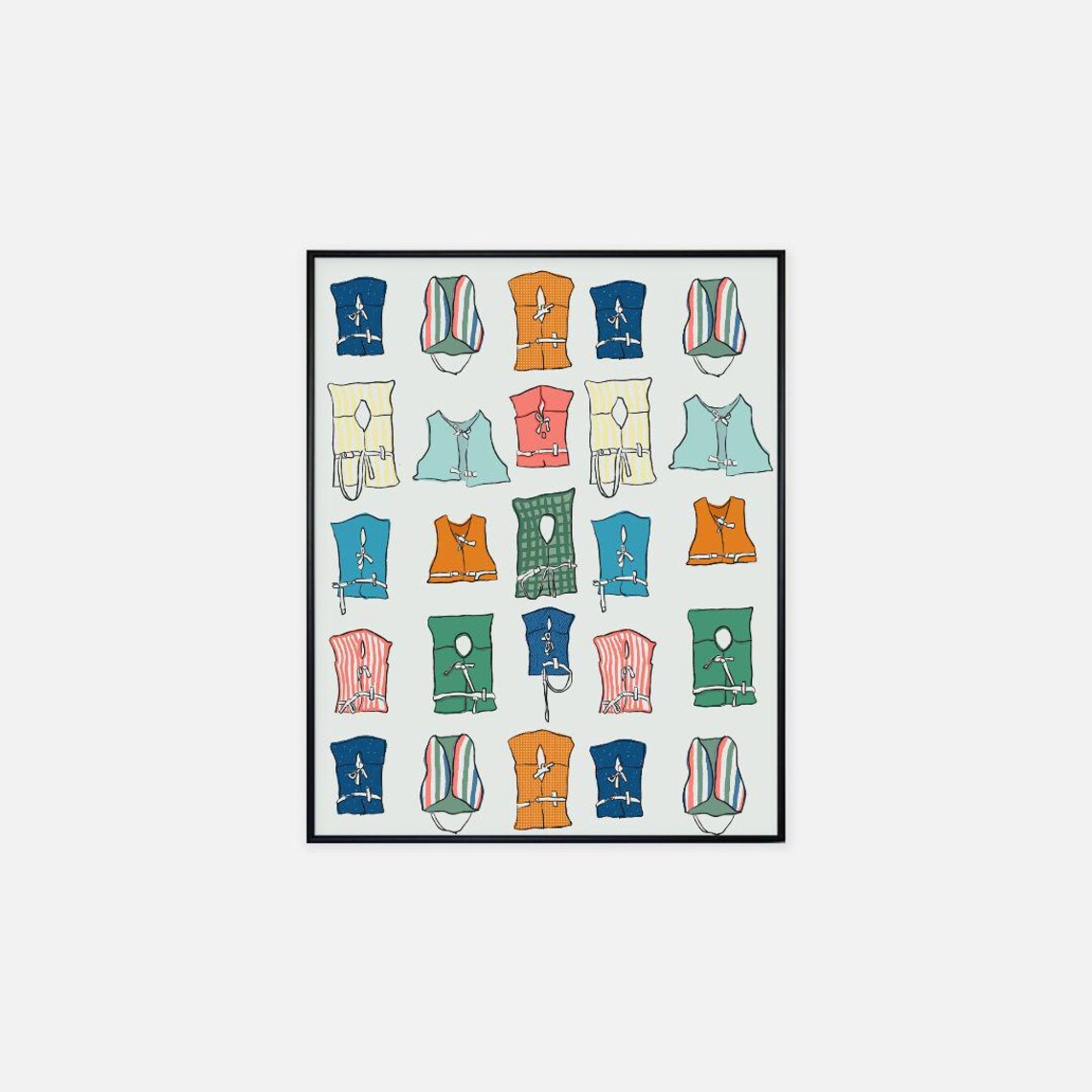 Colorful Lake Life Wall Art Set | Nautical Buoy & Life Jacket Prints ...