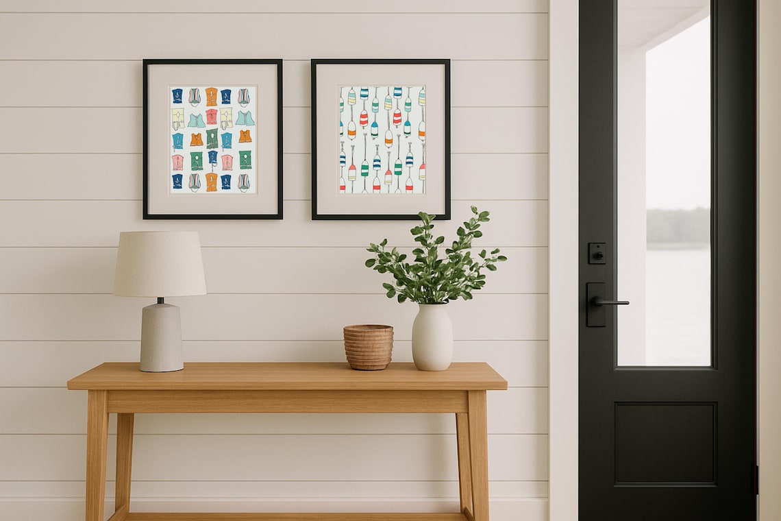 Nautical Buoy & Life Jacket Prints | Vintage Lake House Art (set of 2 ...