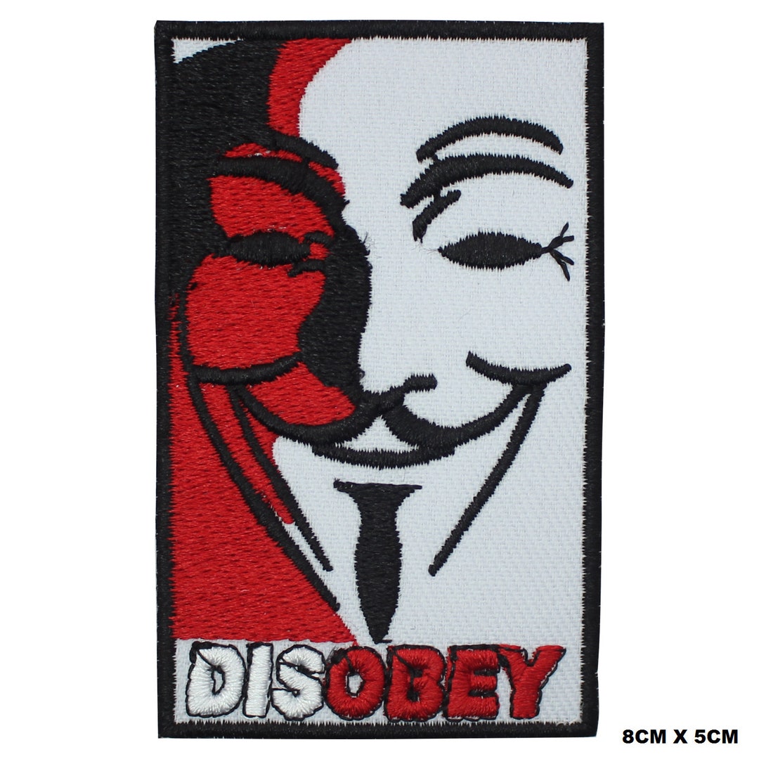 Disobey Anonymous Face Logo Embroidered Iron on Clothing Patch Sew on ...
