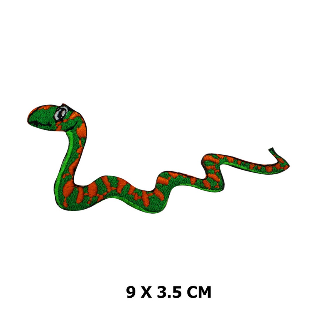 Green Rattle Snake Cartoon Comics Logo Embroidered Iron on Clothing ...