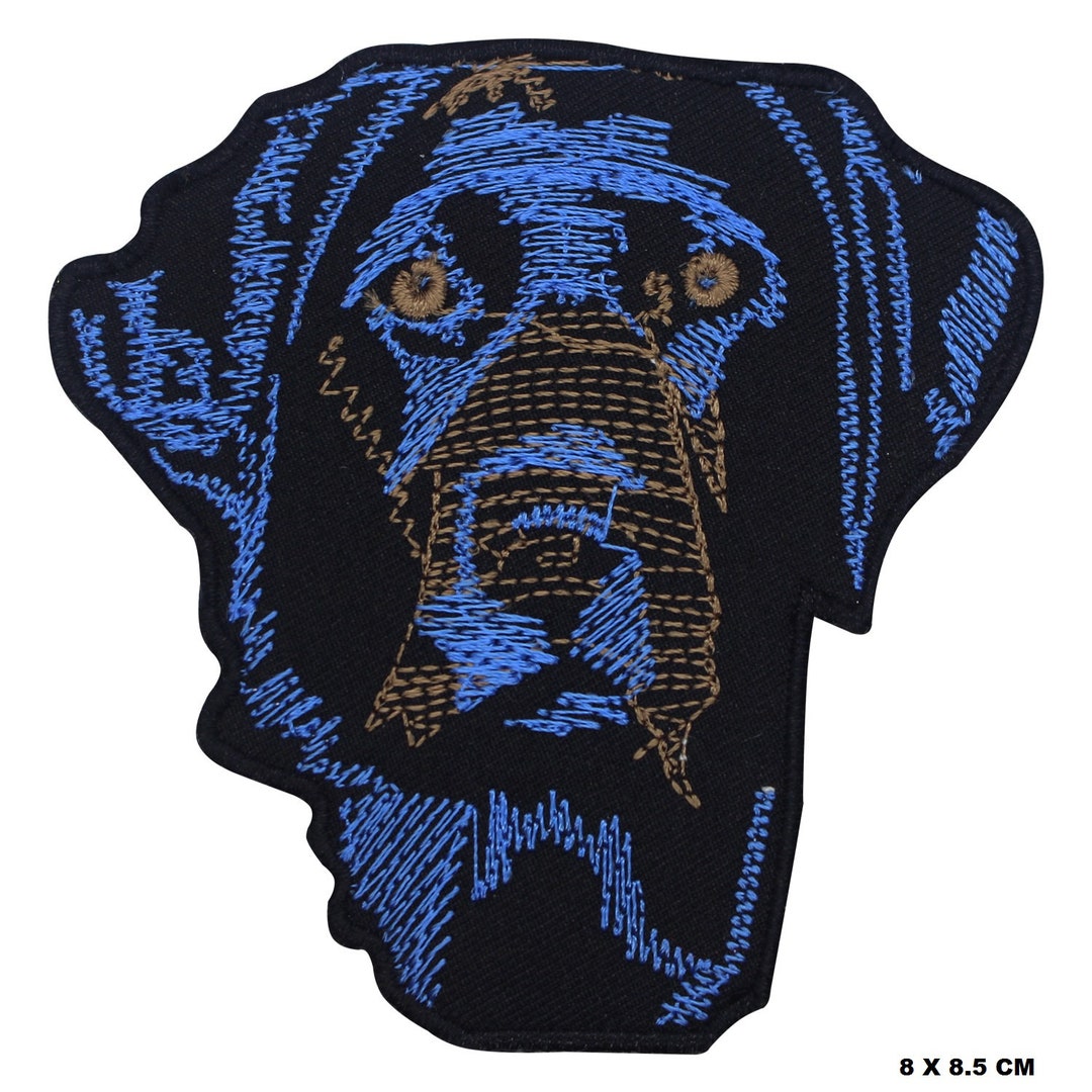Blue Dog Face Animal Logo Embroidered Iron on Clothing Patch Sew on ...