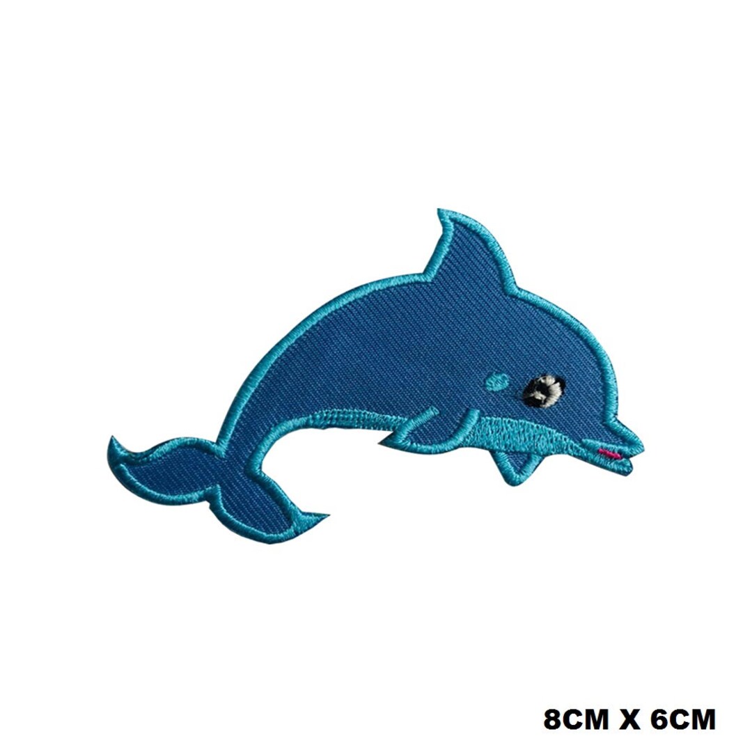 Blue Baby Dolphin Cartoon Logo Embroidered Iron on Clothing Patch Sew ...
