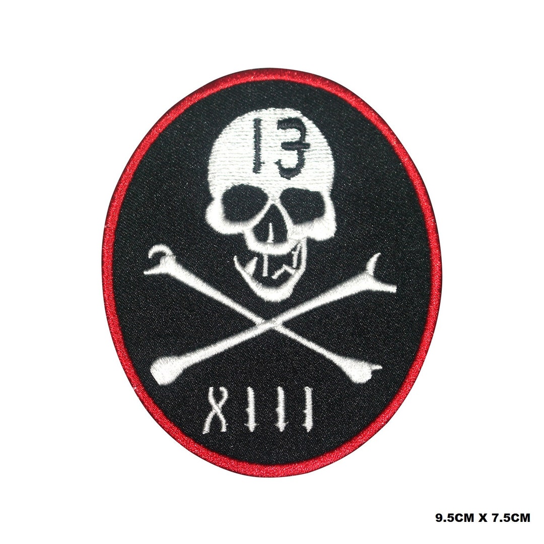 Lucky 13 XIII Skull Cross Logo Embroidered Iron on Clothing Patch Sew ...