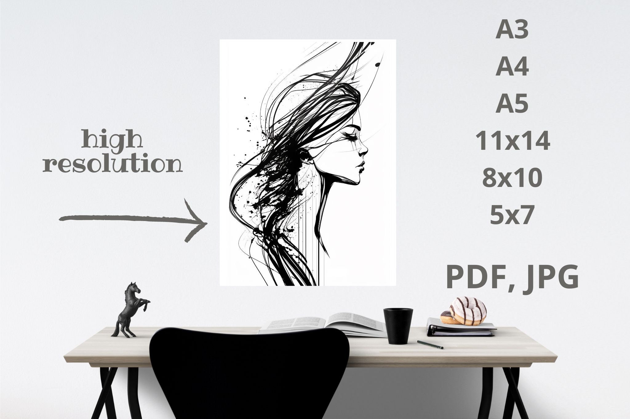Female Silhouette Sketch, One Line Art Abstract Woman, Modern Art ...
