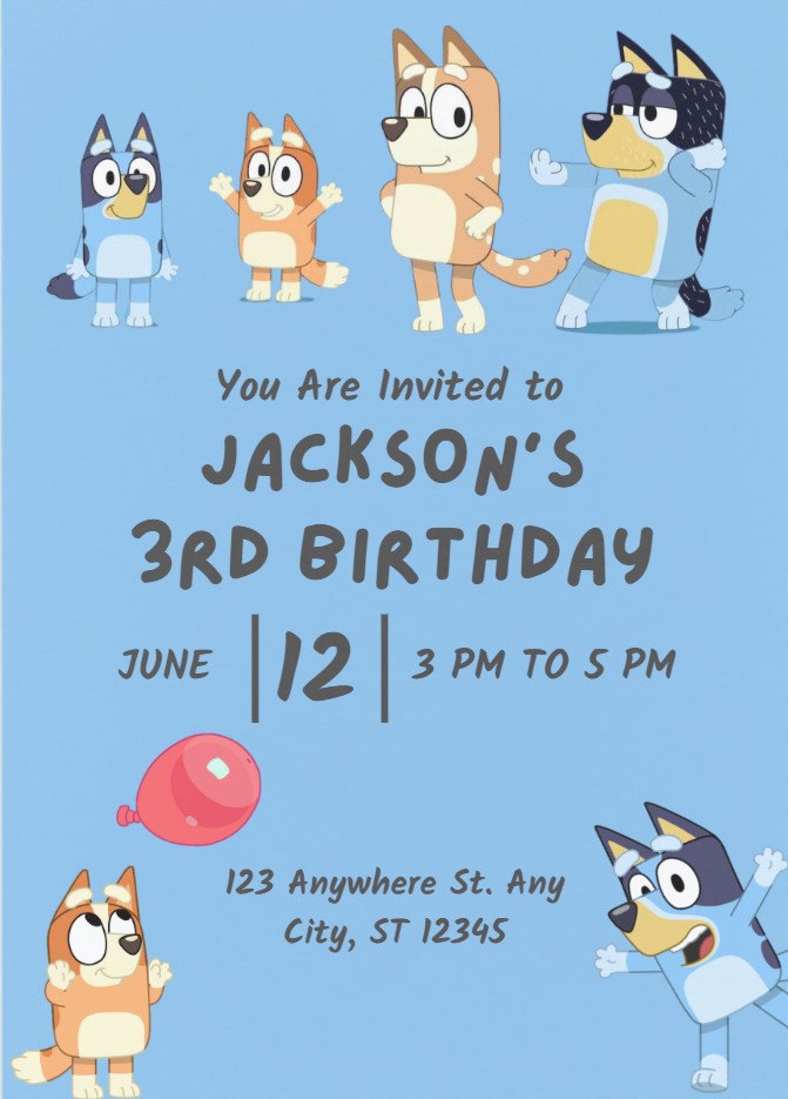 EDITABLE Bluey Birthday Theme Invitation | Digital Download or ...