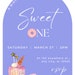 EDITABLE Sweet One Birthday Theme Invitation Digital Download or ...