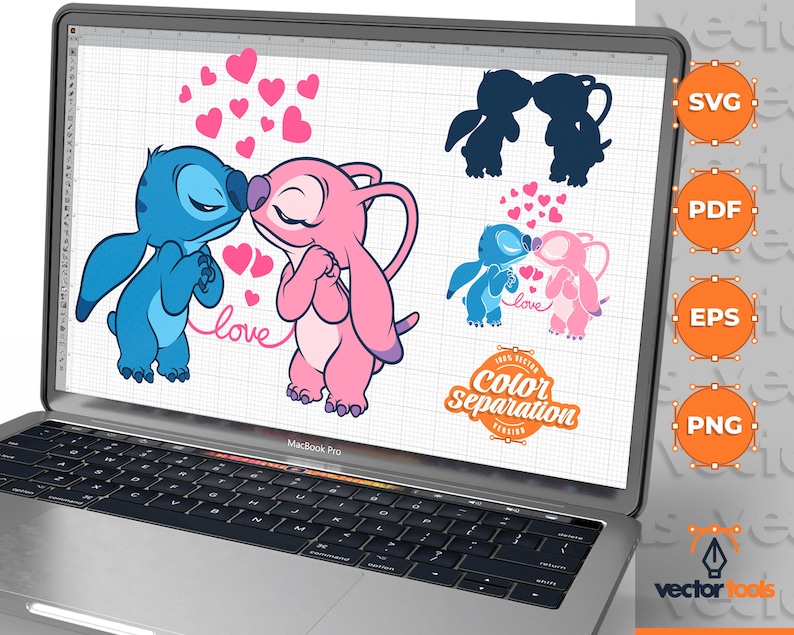 Stitch and Angel Love SVG Stitch and Angel Heart SVG Lilo - Etsy