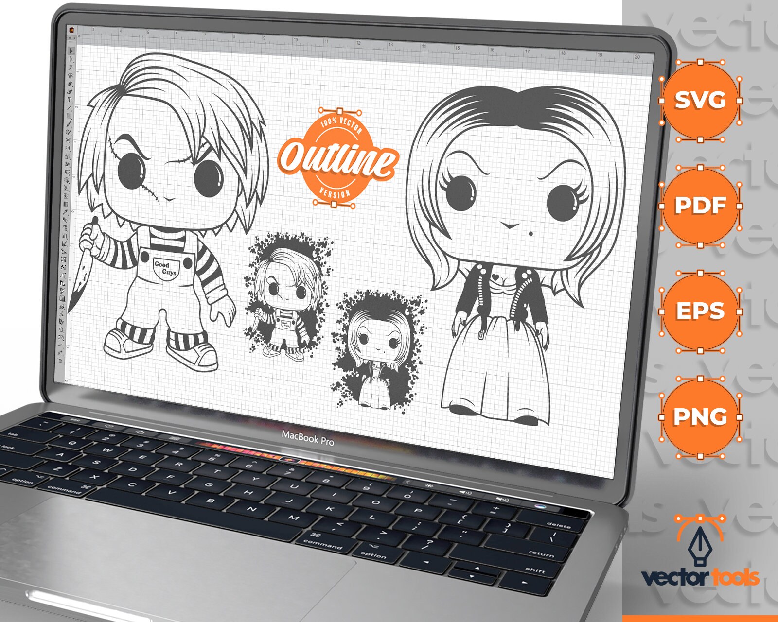 Chucky Svg, Tiffany SVG, Funko, Horror Movie Svg, Halloween Svg, Movie ...