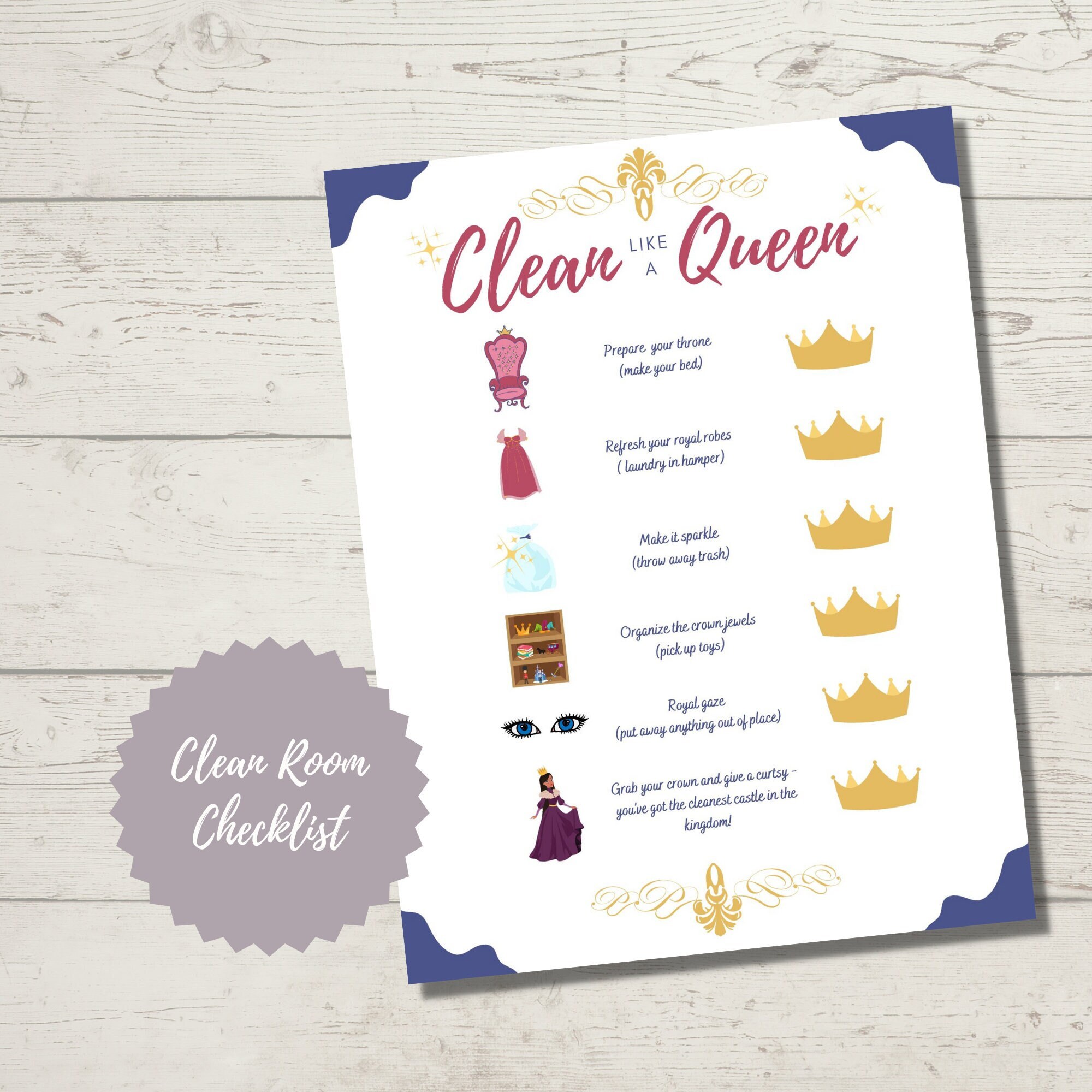 Bedroom Cleaning Checklist for Kids | Girls Clean Room Checklist/chart ...