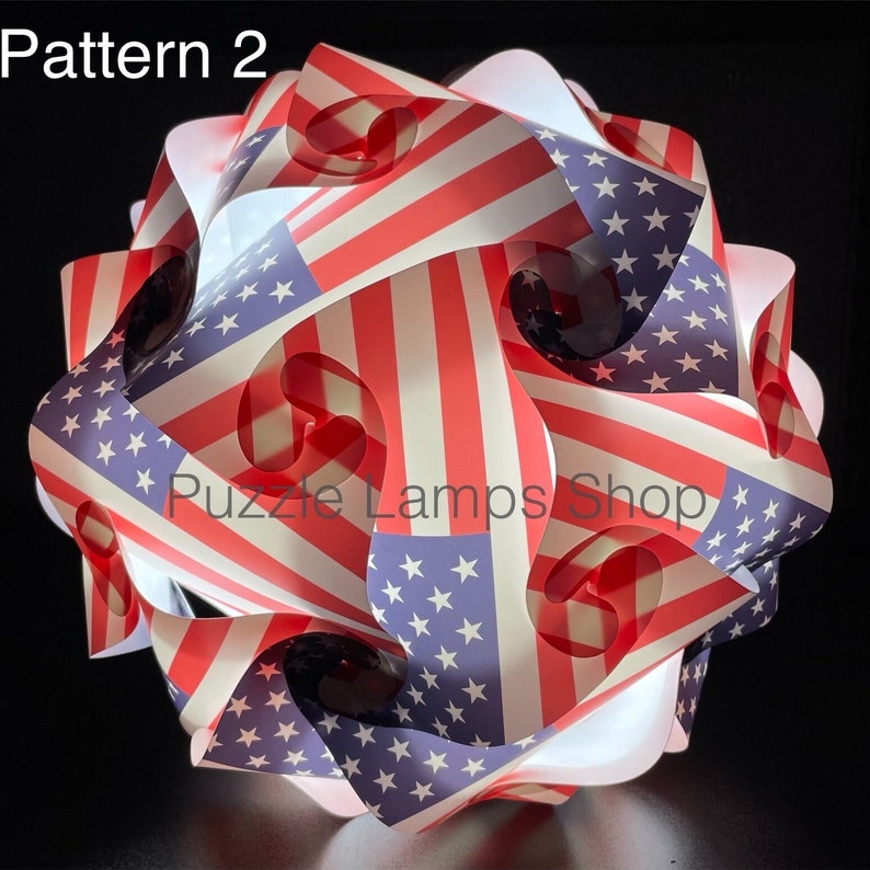 Puzzle Lamps USA Flags Pattern, Thin Blue Lines, Thin Red Lines. Fully ...