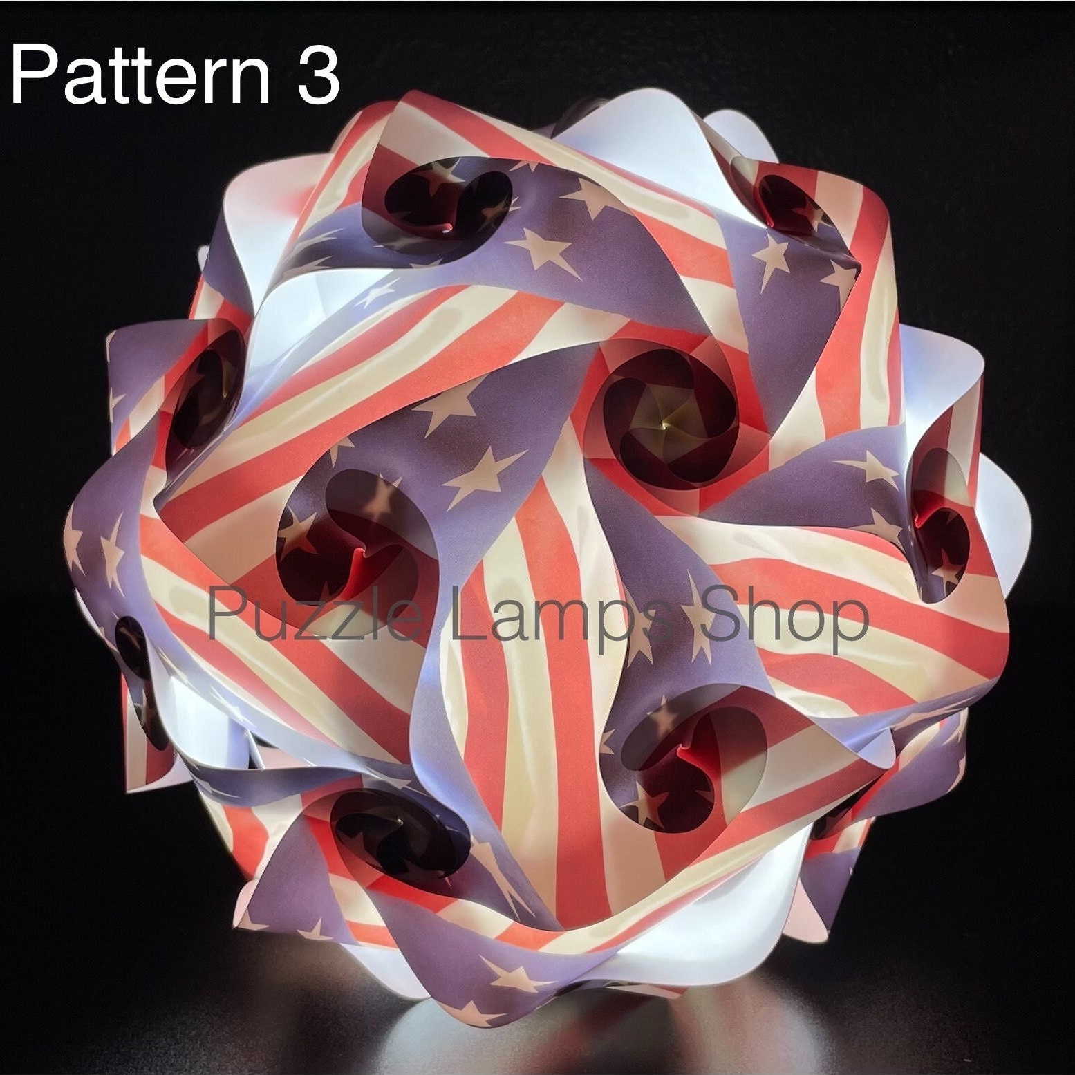 Puzzle Lamps USA Flags Pattern, Thin Blue Lines, Thin Red Lines. Fully ...