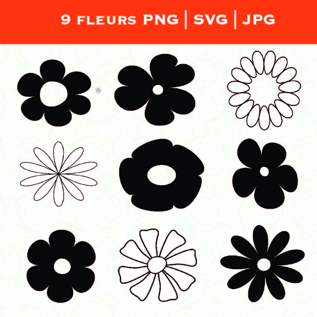 Retro Flower Shapes SVG Flower SVG Daisy Flower PNG Retro - Etsy