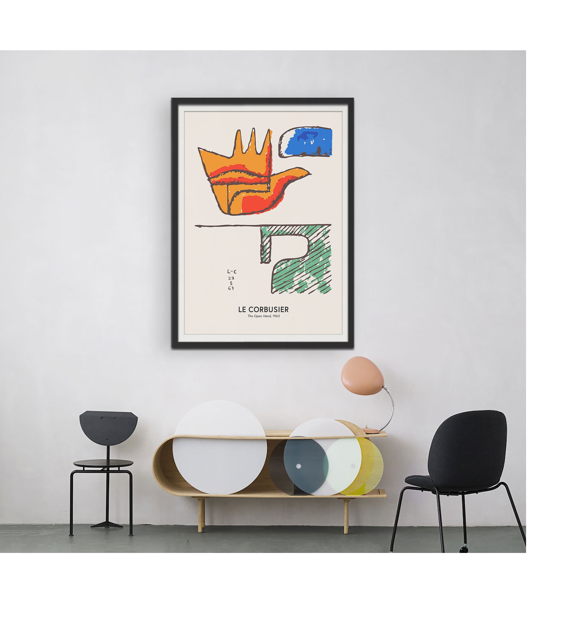 Le Corbusier the Open Hand Wall Art, Le Corbusier Drawing Architecture ...