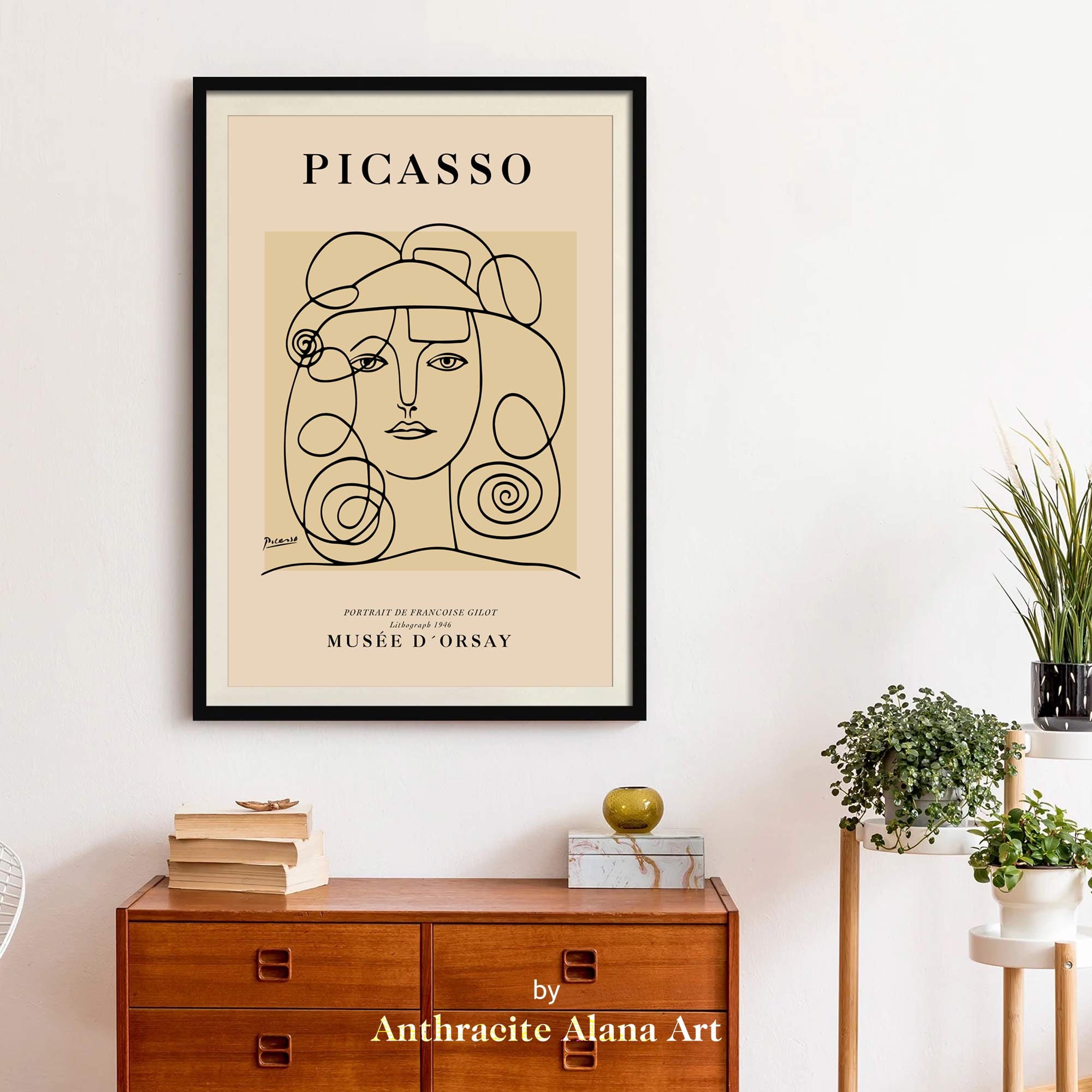 Picasso Portrait Francoise Gilot Set of 3 Art Print, Picasso Line ...