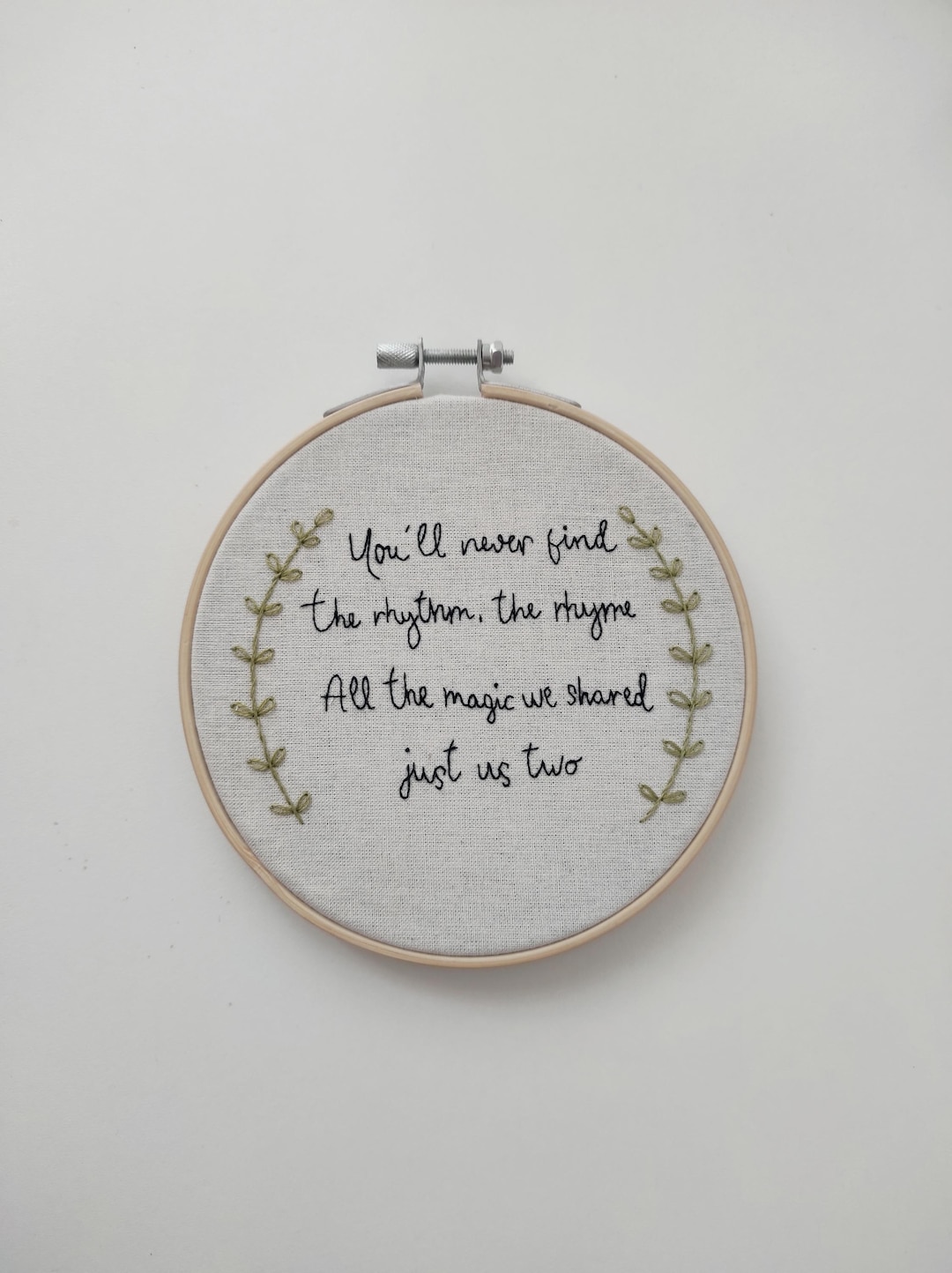 Custom Quote Embroidery With Leaf Border – Personalized Lyrics, Phrases ...