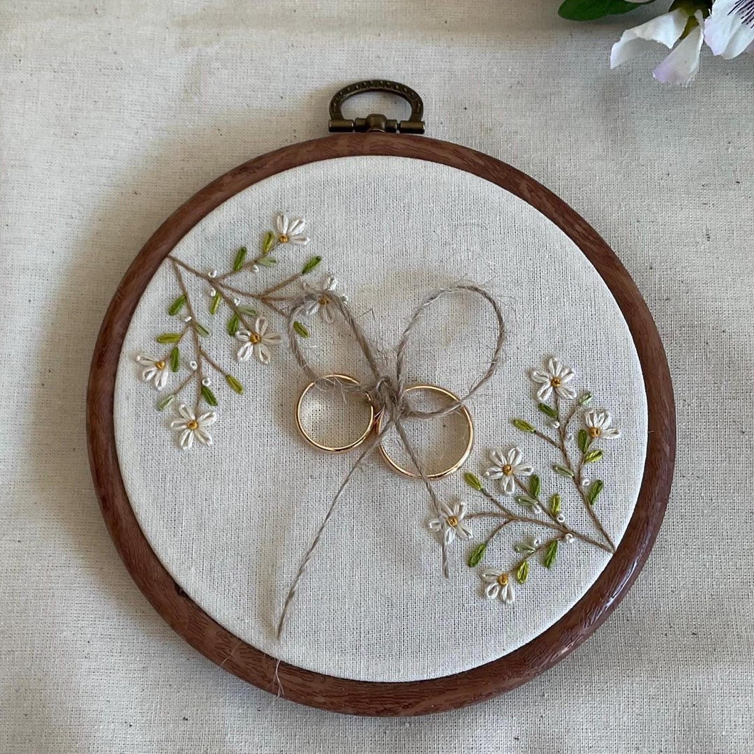 Wedding Ring Holder for Ceremony, Handmade Embroidered Design - Etsy