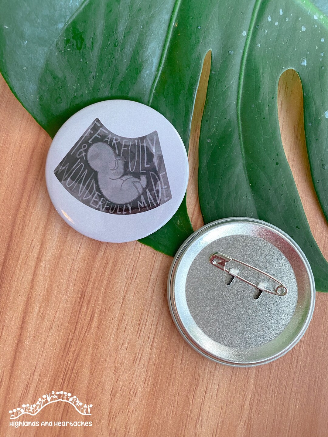 Pro Life Button Pinback Wonderfully and Fearfully Made Button Christian ...