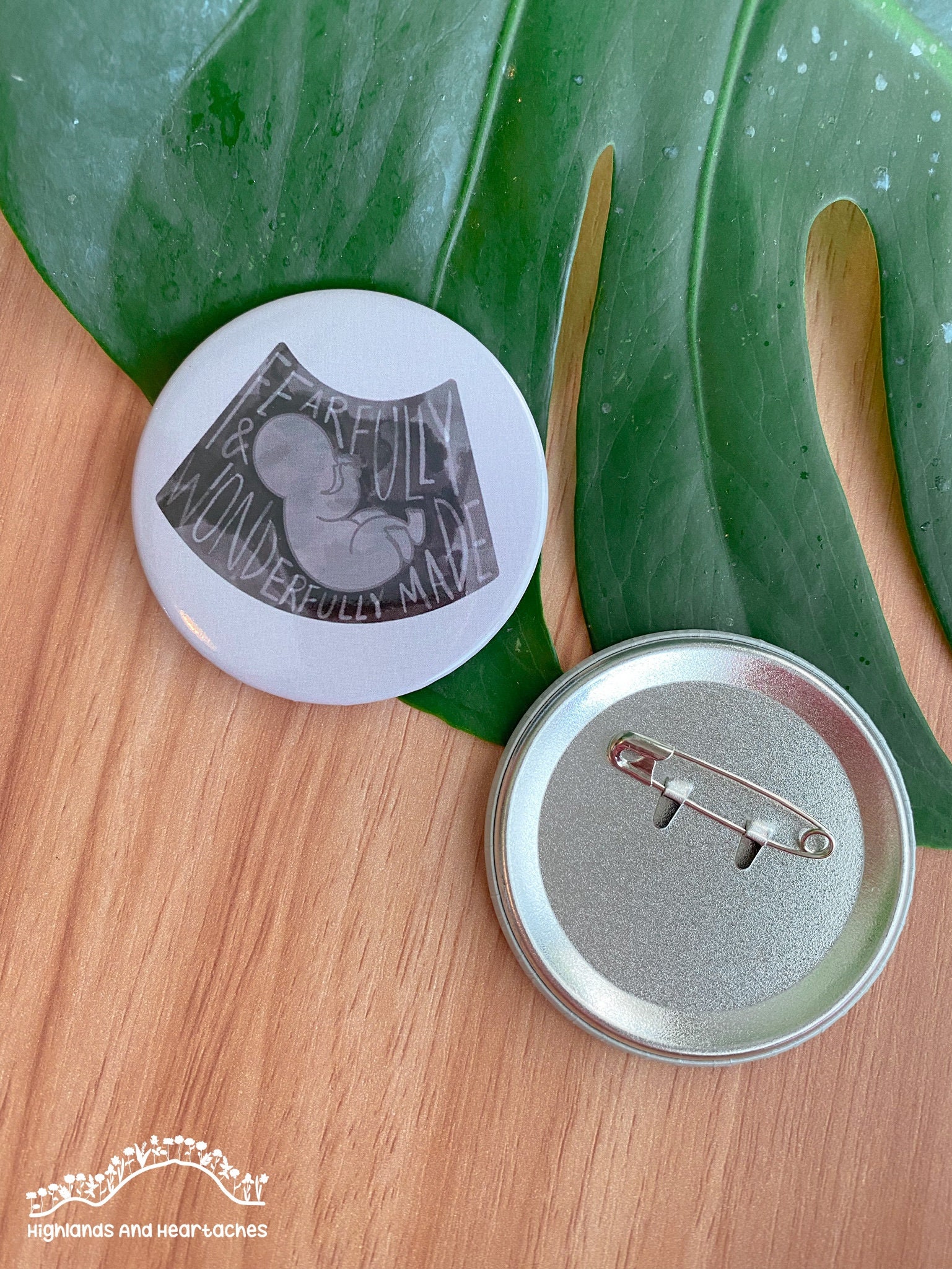 Pro Life Button Pinback Wonderfully and Fearfully Made Button Christian ...