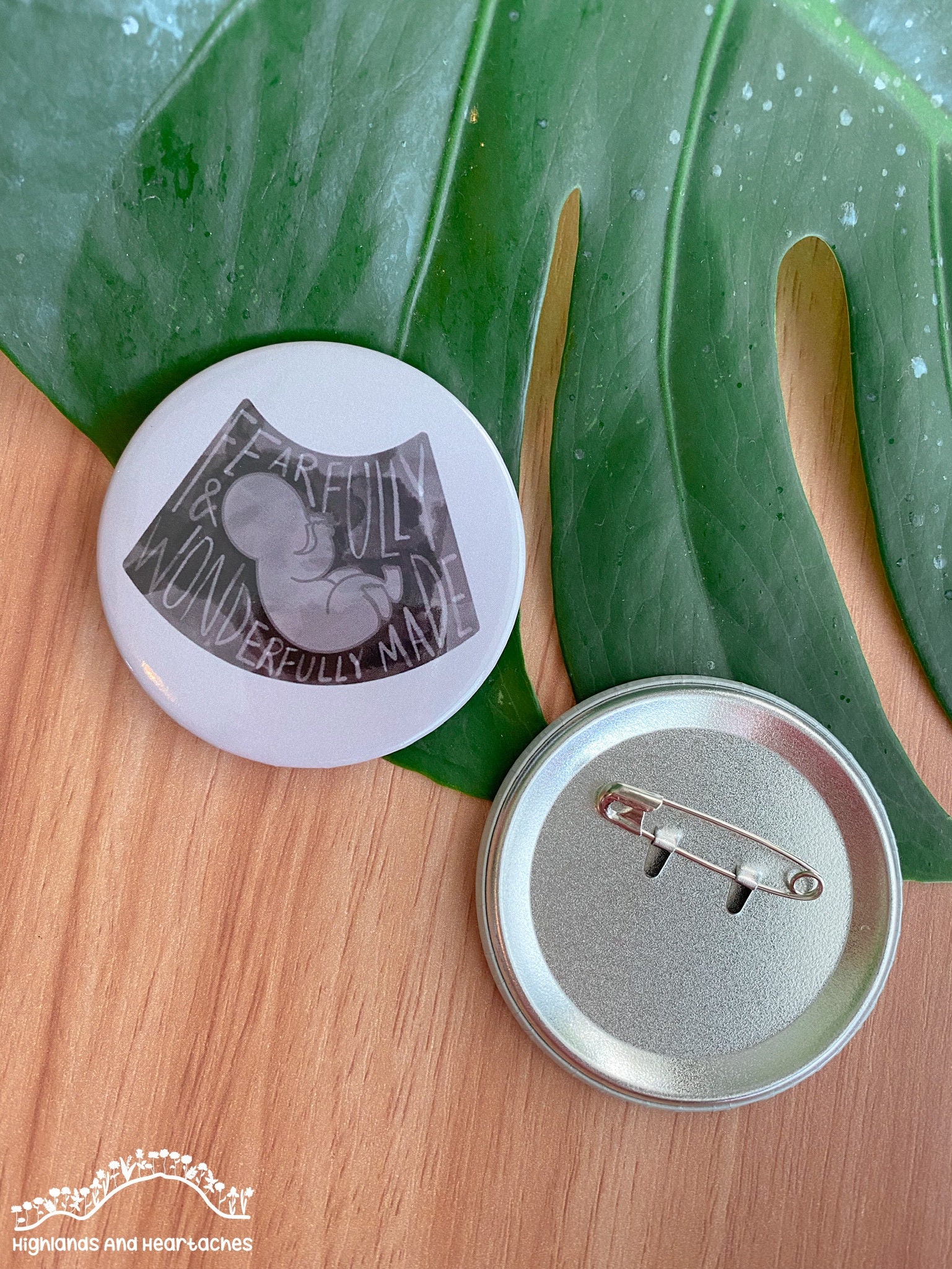 Pro Life Button Pinback Wonderfully and Fearfully Made Button Christian ...