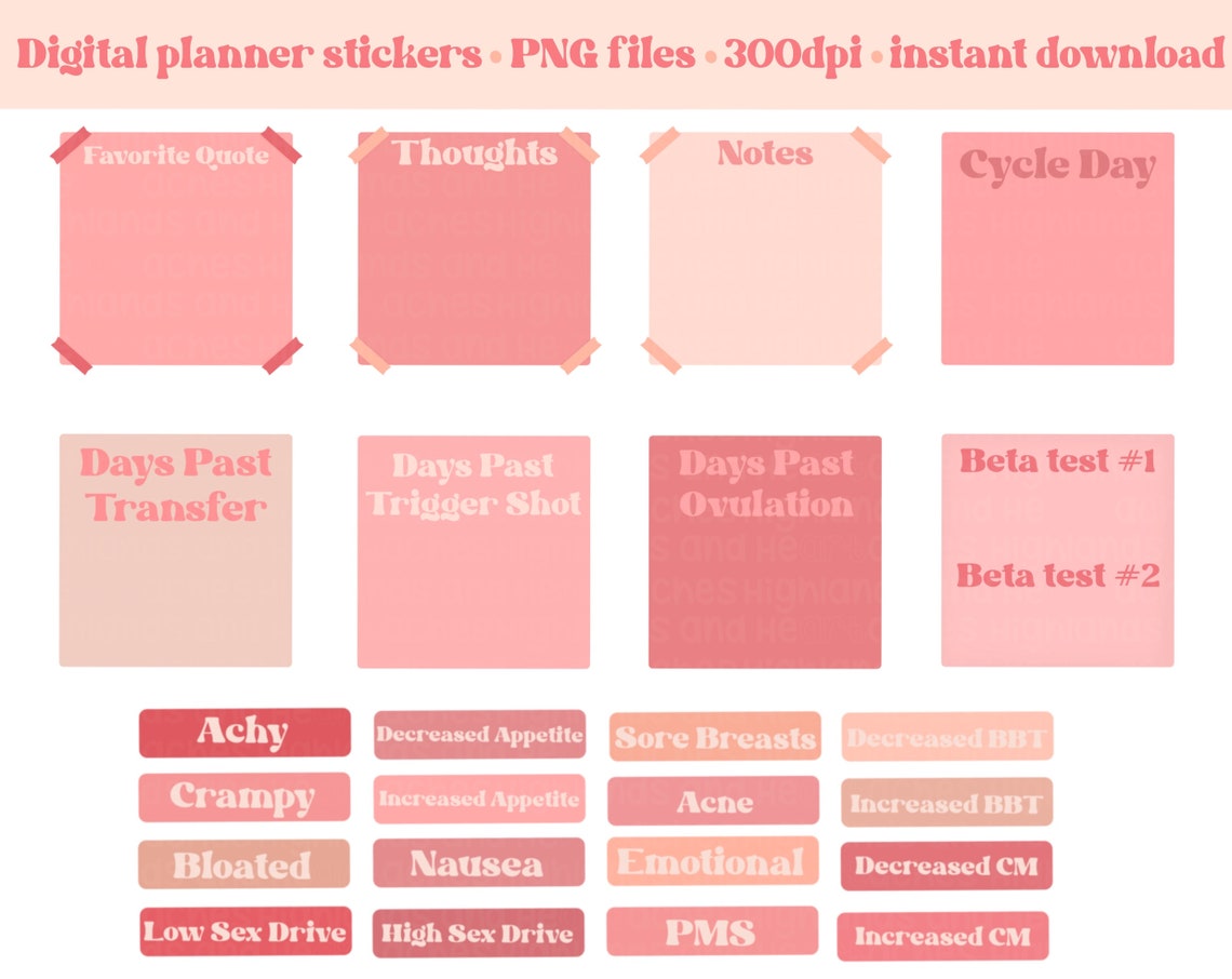 Digital Planner Stickers for Ttc/infertility Digital Stickers Digital ...