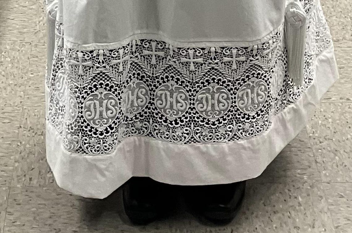 Roman Style Yoke Neck Alb Vestment Cotton Lace Priest Seminarian - Etsy