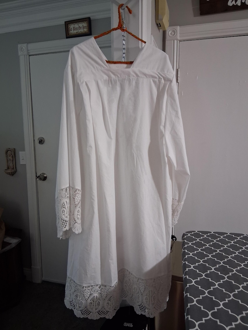 Roman Style Yoke Neck Surplice Vestment Cotton Lace Priest Seminarian ...