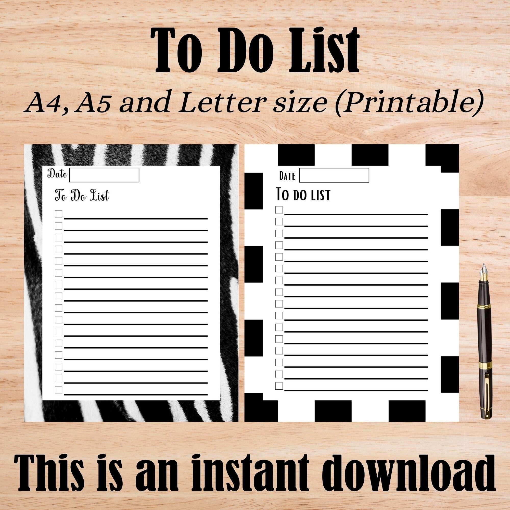 Printable to Do List, Black and White Efficient To-do List Printable ...