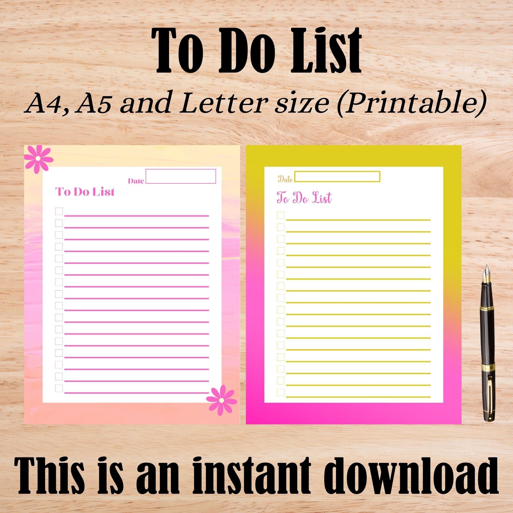 Printable to Do List, Pink and Yellow, Efficient To-do List, Printable ...