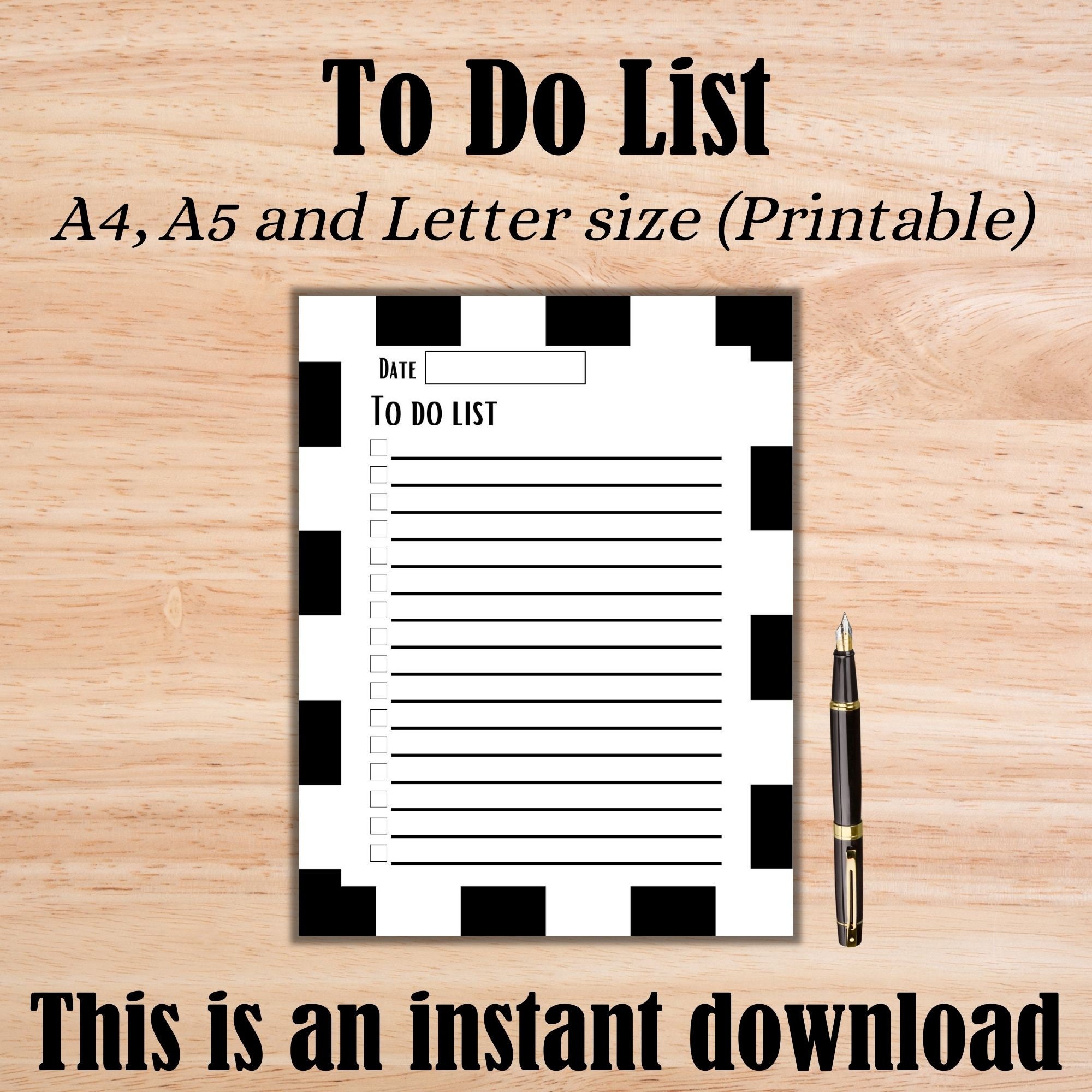 Printable to Do List, Black and White Efficient To-do List Printable ...