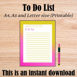 Printable to Do List, Pink and Yellow, Efficient To-do List, Printable ...