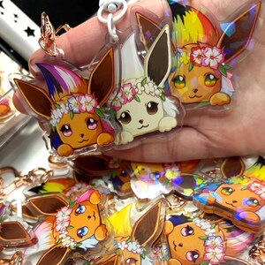 Pride Shiny Eevee Keychain LGBTQIA Videogame Charms Asexual, Aromantic ...