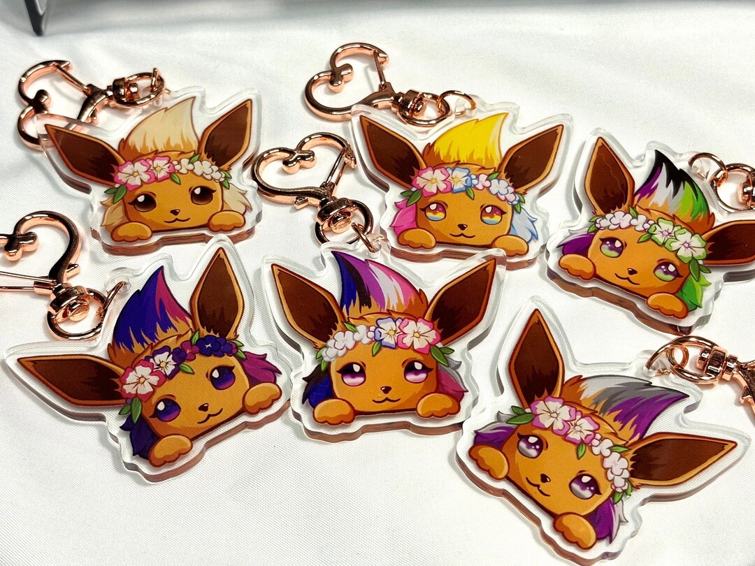 Pride Shiny Eevee Keychain LGBTQIA Videogame Charms Asexual, Aromantic ...
