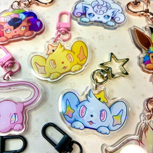 Rainbow Peeking Keychain Charms Fanart of Vulpix, Ninetails, Raichu ...