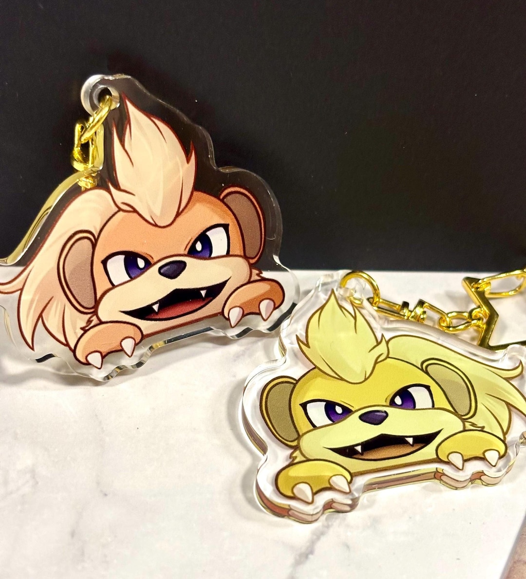 Peeking Shiny Double-sided Growlithe Fanart Acrylic Keychain | Cute ...