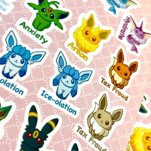 Eeveelution Stickersheet Questionable Self Care Waterproof Vinyl ...